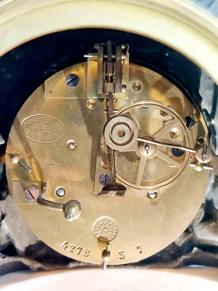 Large Antique Fireplace Clock Set, 1850, Set of 3 for sale at Pamono