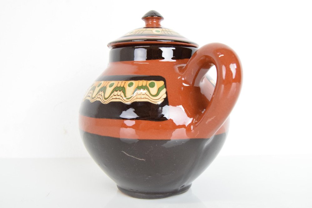 Mid-Century Hand-Painted and Glazed Ceramic Pot, 1960s for sale at Pamono