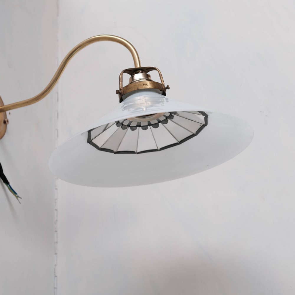 Opaline, Brass and Reflective Glass Wall Light for sale at Pamono