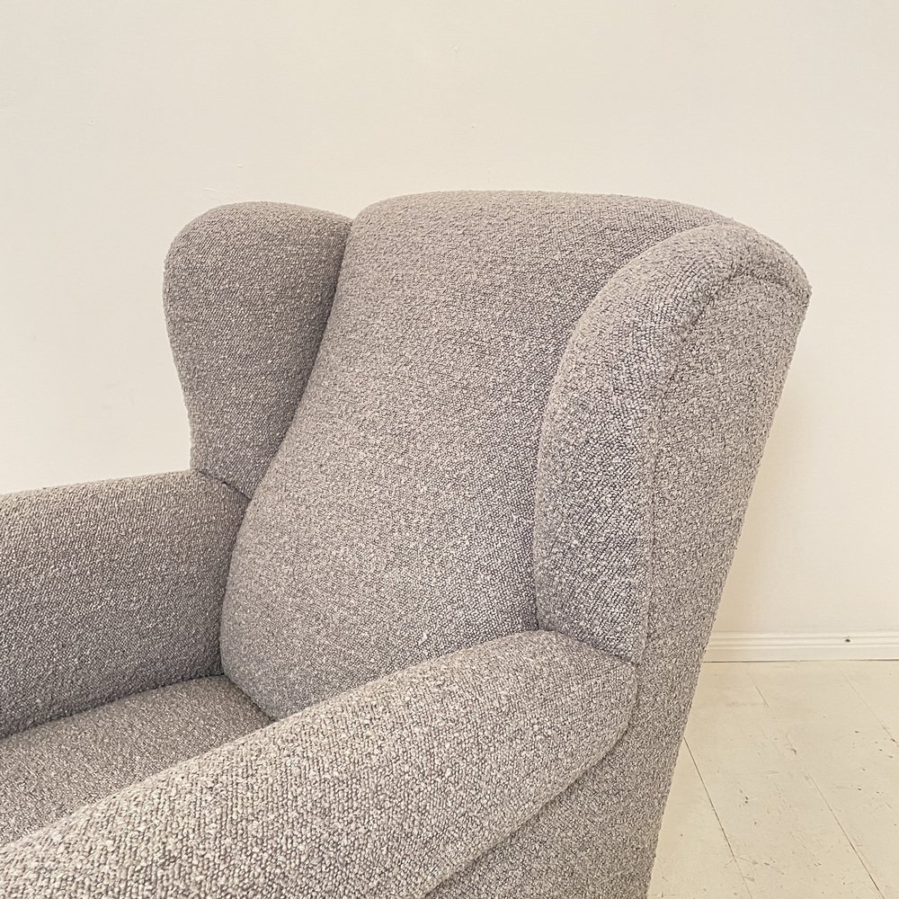 Art Deco Ohrensessel aus Grauem Boucle Stoff, 1925 bei Pamono kaufen