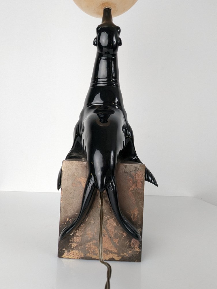 Art Deco Foca Skulptur Lampe, Marcel André Bouraine zugeschrieben ...