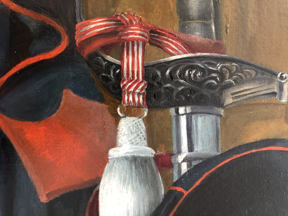 Hermann Haller, Nature morte au képi, épée et uniforme, 1903, Öl auf ...