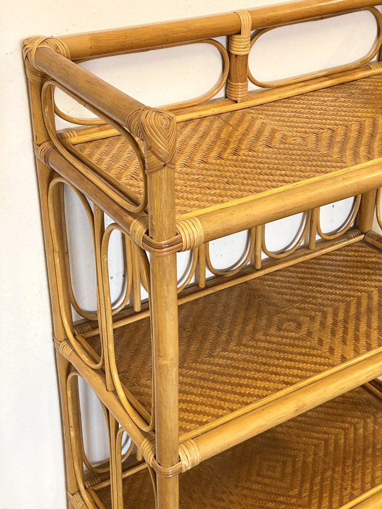 Mensola in vimini e bambù, anni '70 in vendita su Pamono