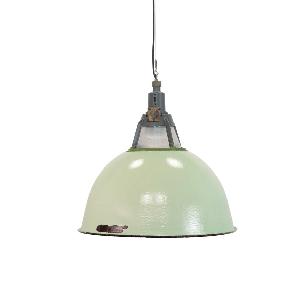 Large Industrial Green Ceiling Light, 1960s for sale at Pamono
