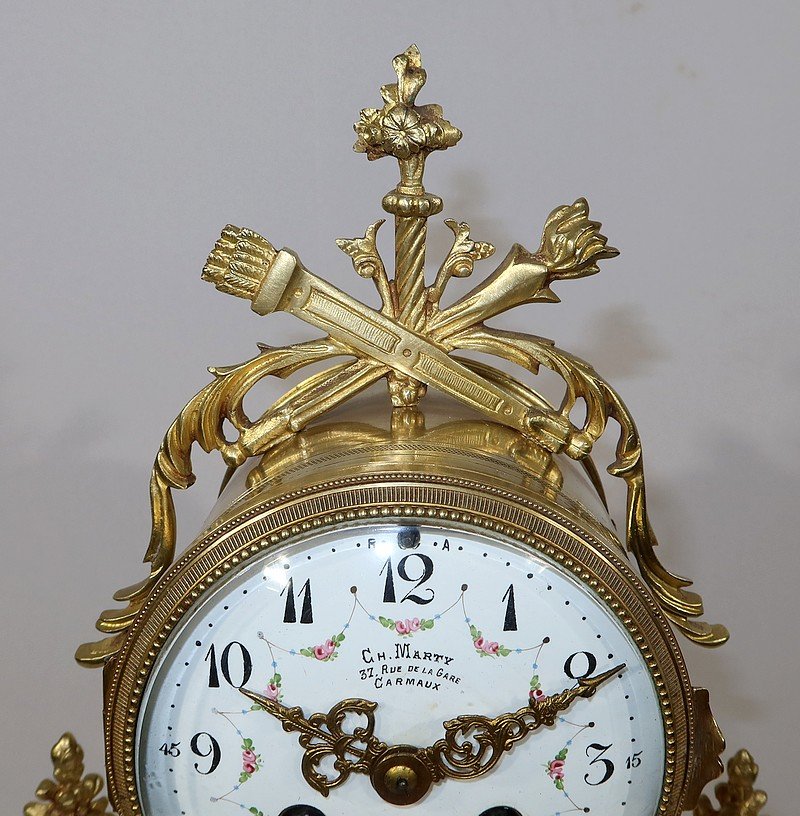 19th Century Louis XVI Style Marble and Bronze Chimney Clocks, Set of 3 ...