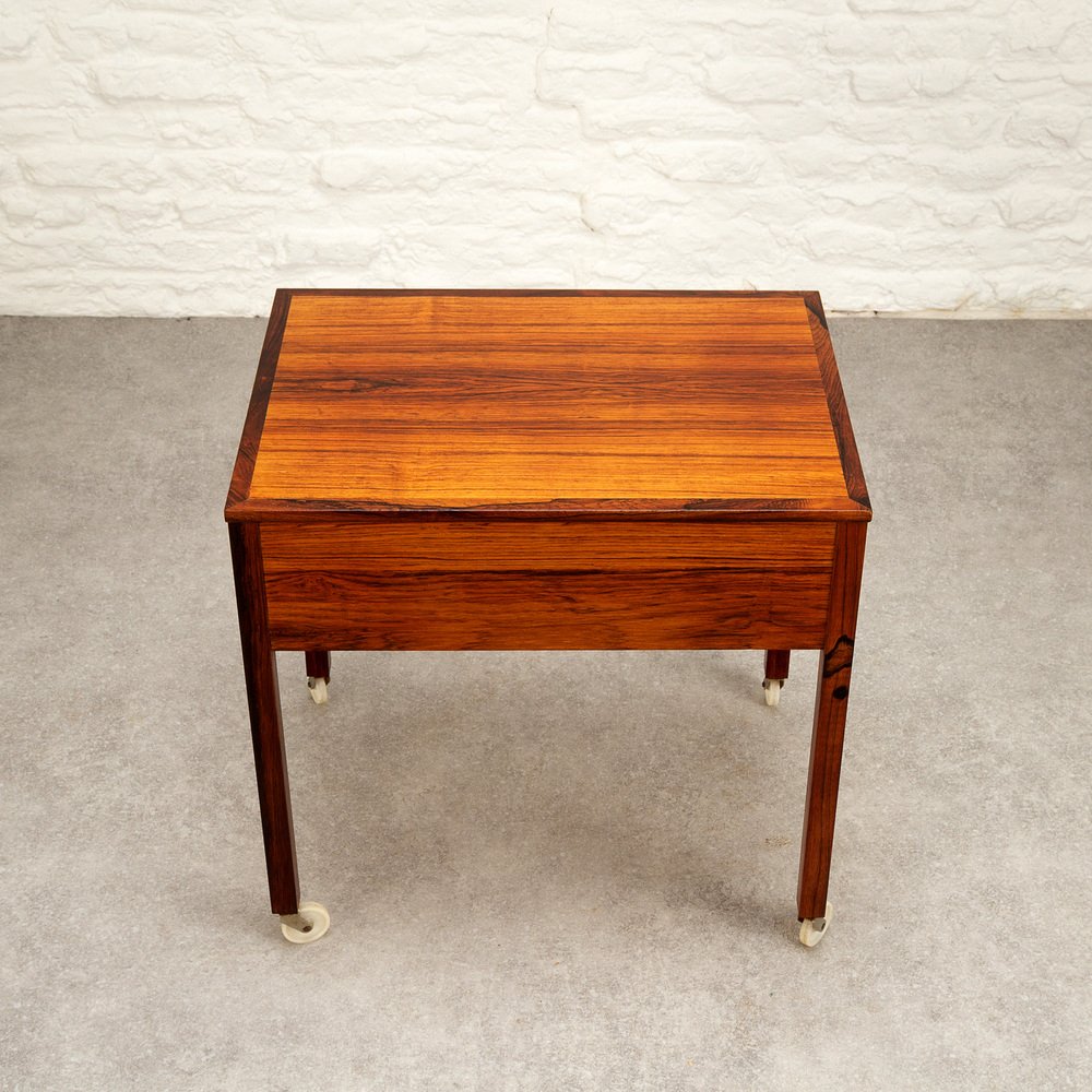 Rosewood Sewing Trolley, Sweden, 1960s for sale at Pamono