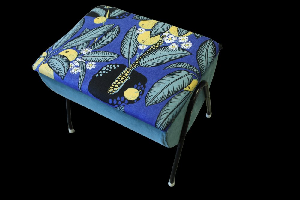 Sewing Stool with Linen Fabric by Josef Frank for Svenskt Tenn, 1950s ...