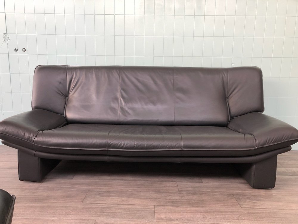 Leather Sofa with Pouf by Nicoletti Salotti for Interline, Italy, 1980s ...