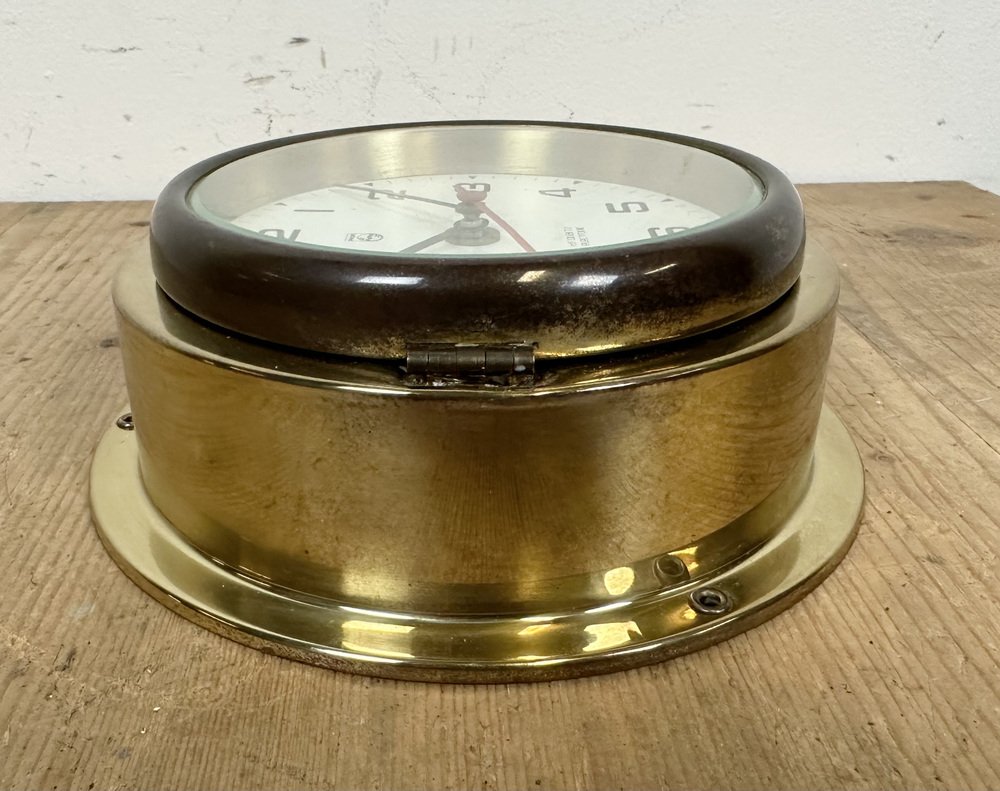 Vintage German Brass Ships Clock from Philips, 1970s for sale at Pamono
