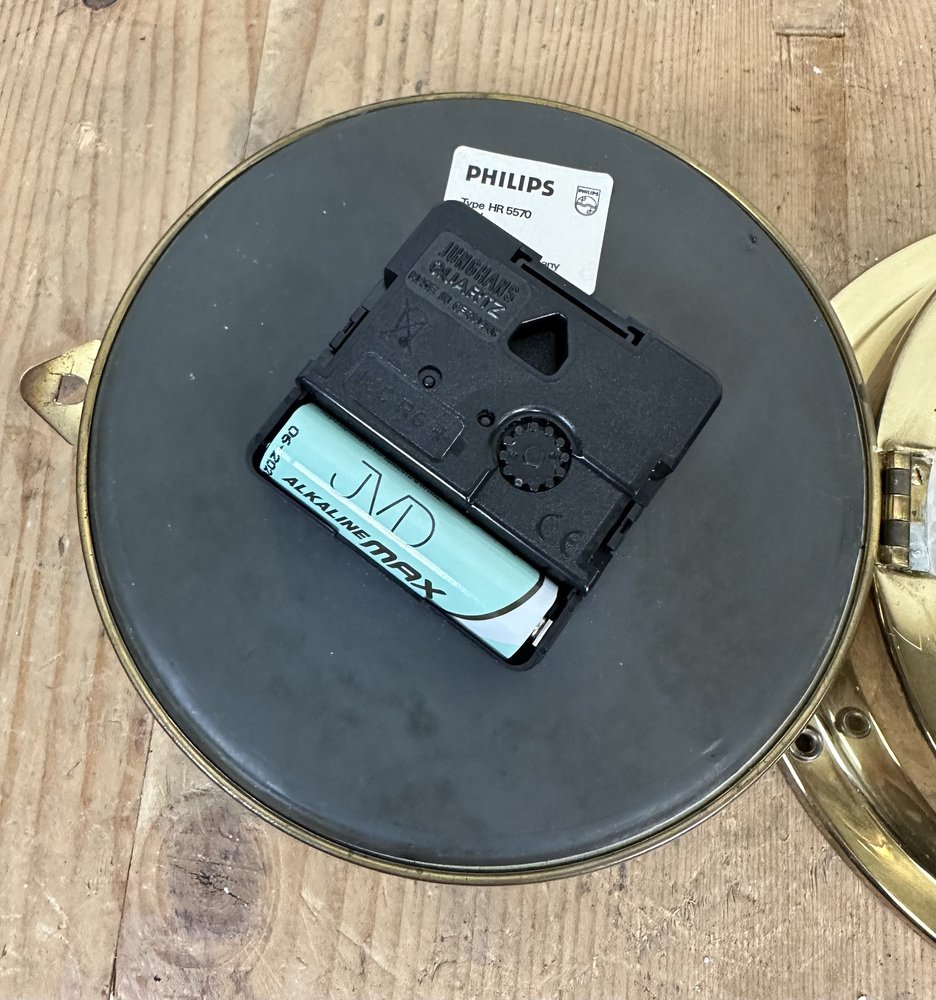 Vintage German Brass Ships Clock from Philips, 1970s for sale at Pamono