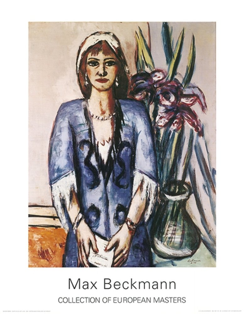 Max Beckmann, Quappi in Blau mit Lilien, 1920er, Kunstdruck bei Pamono ...