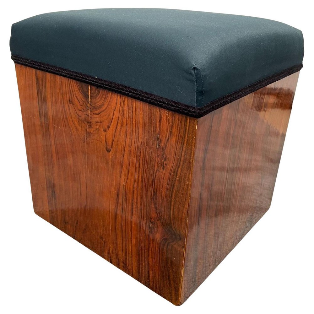 Art Deco Cubic Stool in Walnut Veneer, France, 1930s for sale at Pamono