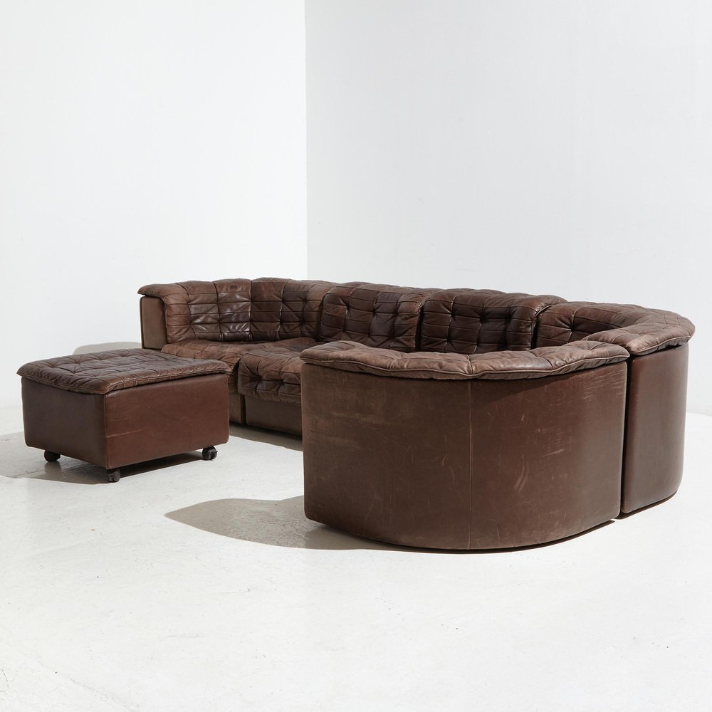 Ds11 Modular Leather Sofa Sections & Ottoman from de Sede, 1970s, Set ...