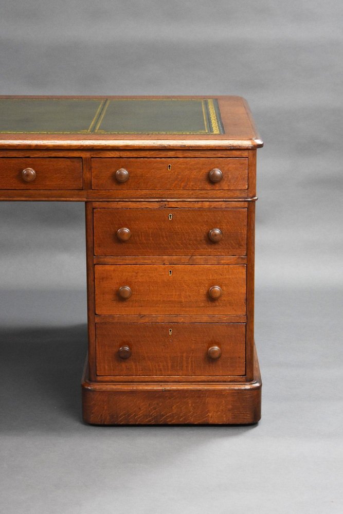 Victorian Oak Partners Desk, 1880s for sale at Pamono