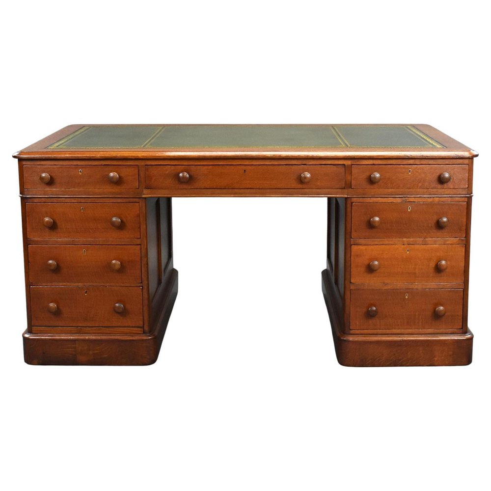Victorian Oak Partners Desk, 1880s for sale at Pamono