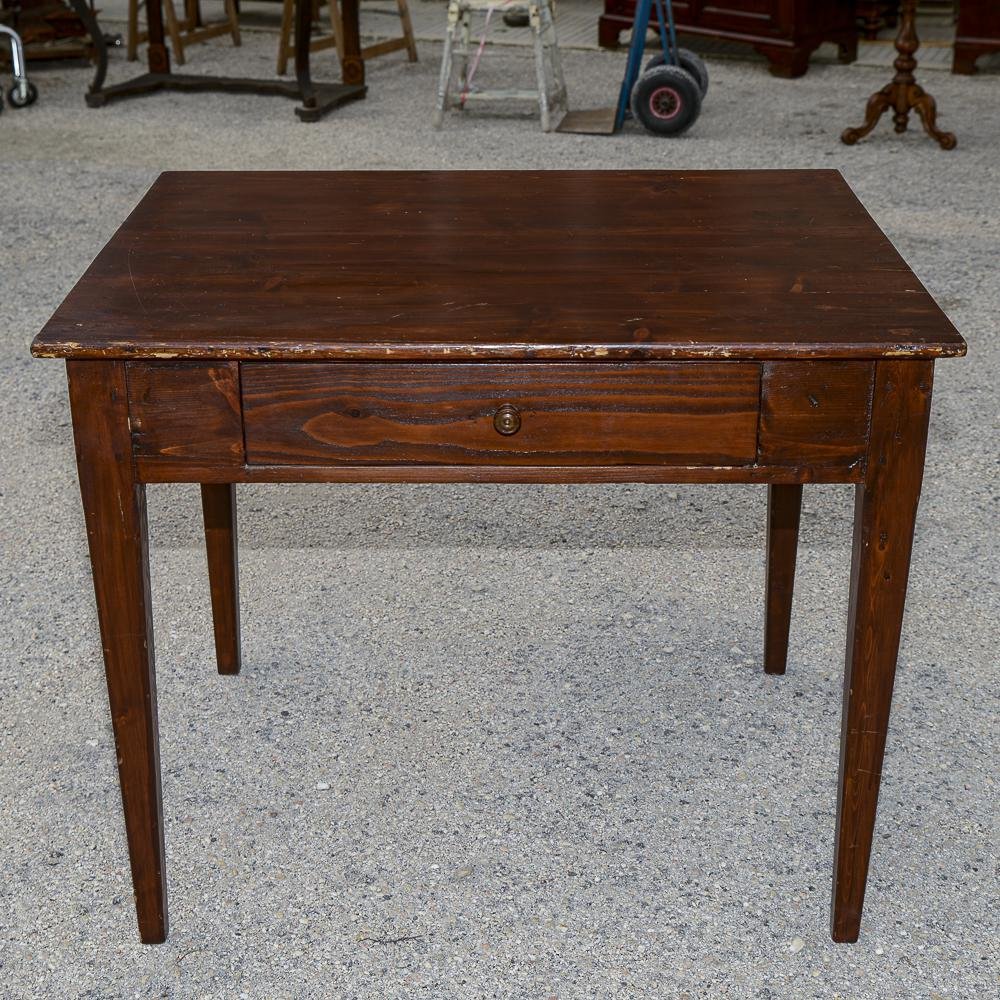 Fir Dining Table with Drawer, 1800s for sale at Pamono