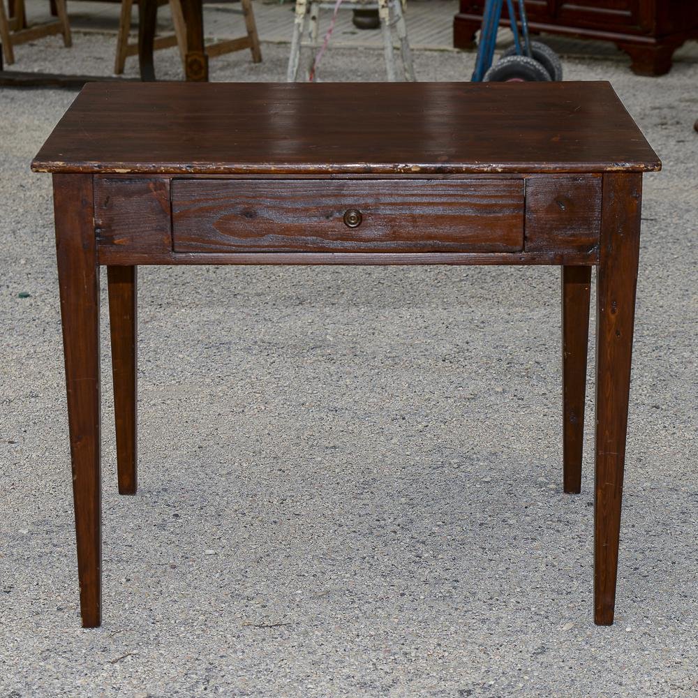 Fir Dining Table with Drawer, 1800s for sale at Pamono