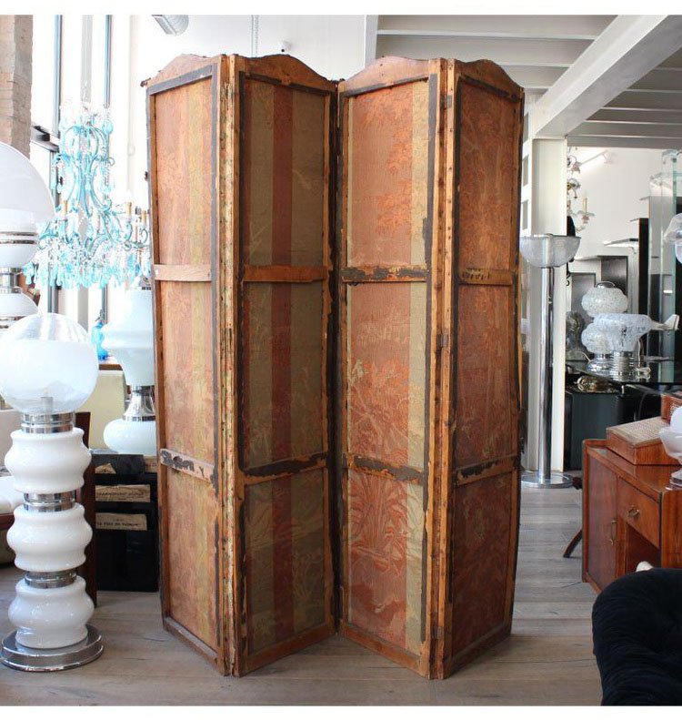 4-Panel Room Divider with Embroidered Tapestry, England, Late 1800s for ...