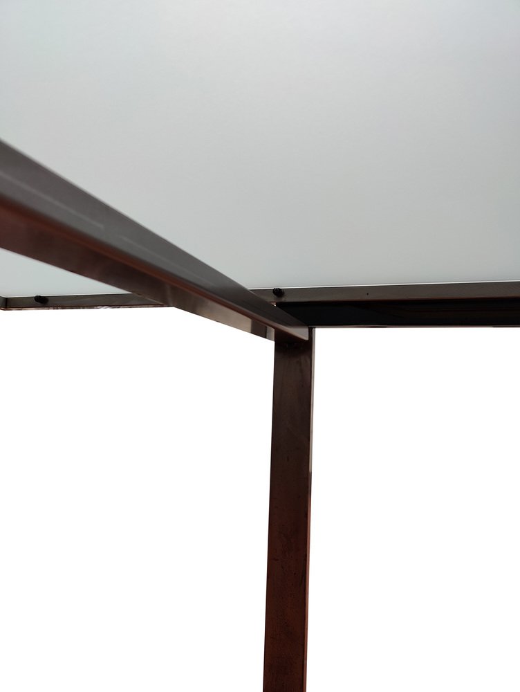 Mid-Century Satined Glass Extendable Dining Table for sale at Pamono