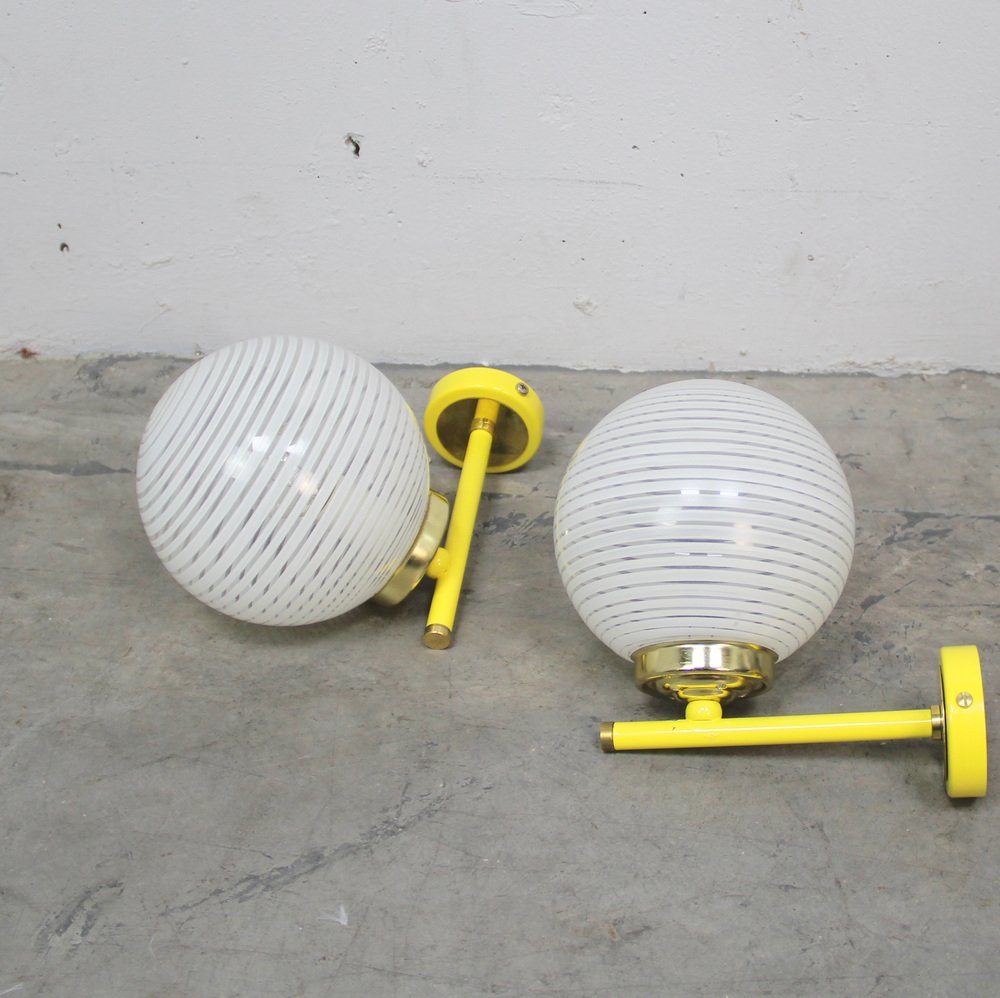 Vintage Wall Lights in Yellow, 1970s, Set of 2 for sale at Pamono