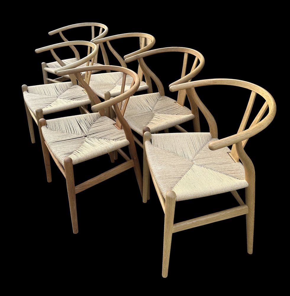 Sedie CH24 Wishbone di Hans Wegner per Carl Hansen & Son, set di 6 in vendita su Pamono