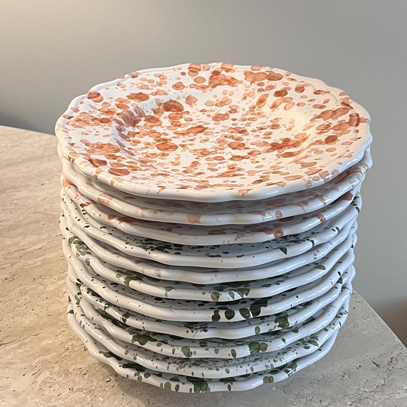 Medium Plate with Dark Terracotta Spots from Popolo for sale at Pamono