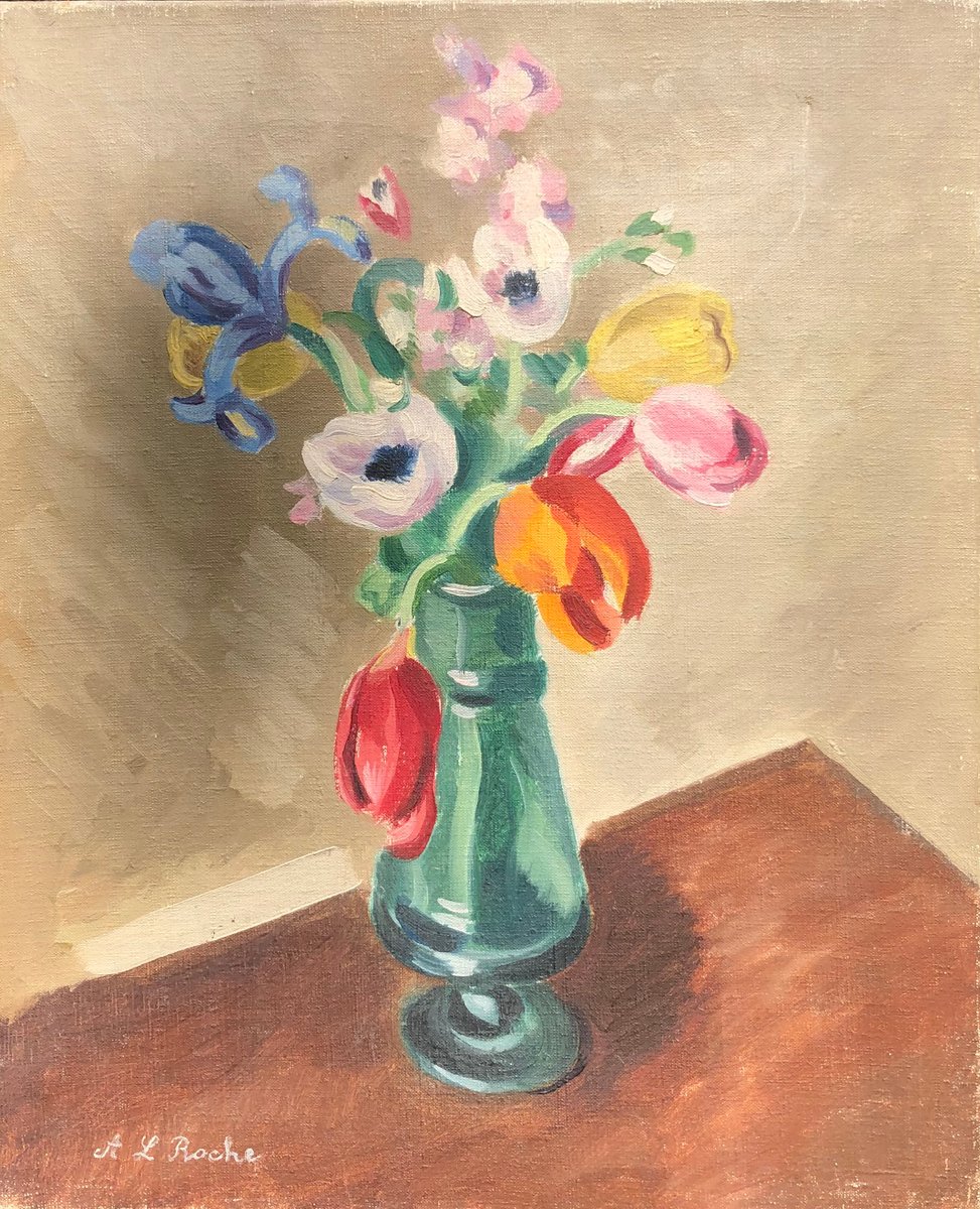 Alexis Louis Roche, Bouquet de fleurs, Oil on Canvas for sale at Pamono