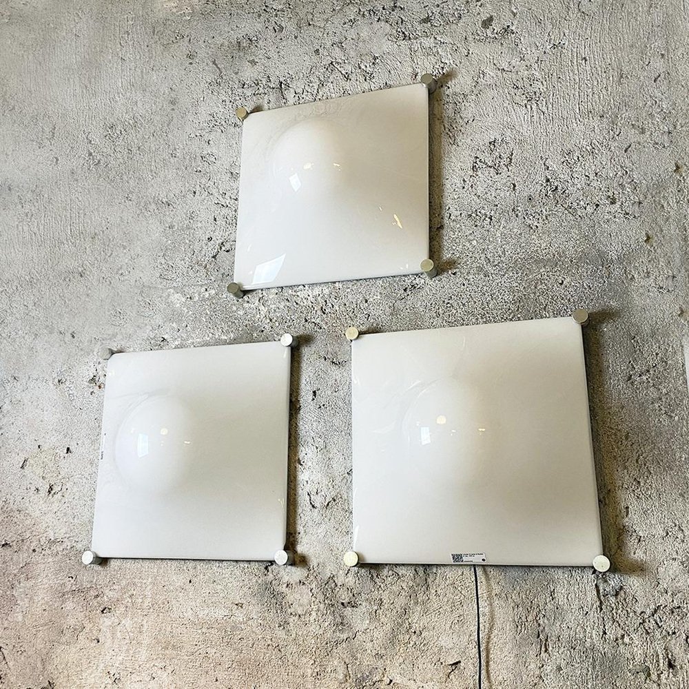 Italian Modern Wall Lamps in Aluminum and White Plastic by Martinelli ...