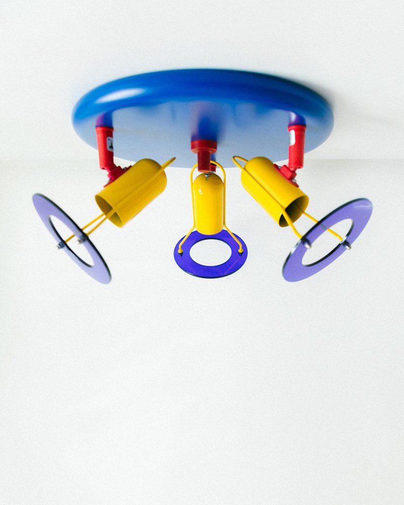 Postmodern Ceiling Lamp with 3 Spots, 1980s for sale at Pamono