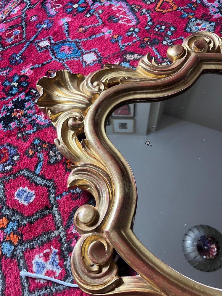 Baroque Mirror in Golden Wood for sale at Pamono