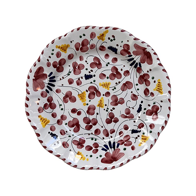 Medium Deruta Plate with Red Flowers from Popolo for sale at Pamono