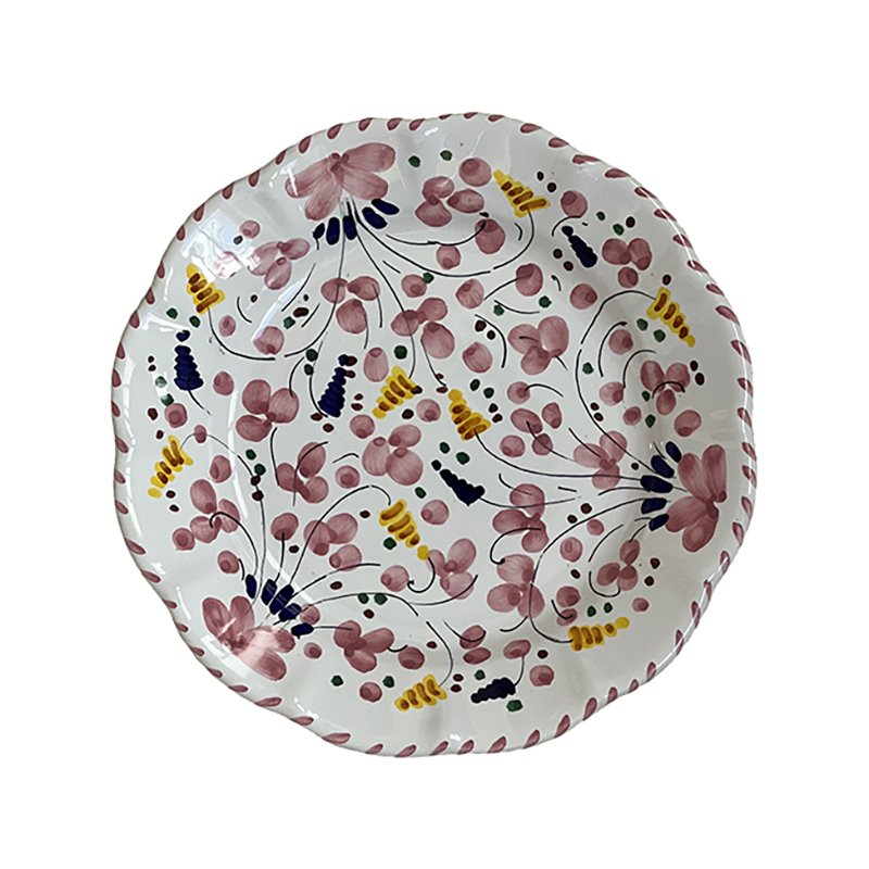 Large Deruta Plate with Pink Flowers from Popolo for sale at Pamono