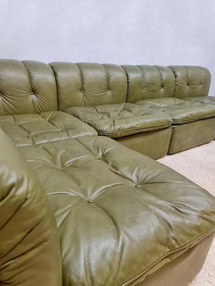 Modular Leather Sofa, 1960s, Set of 5 for sale at Pamono