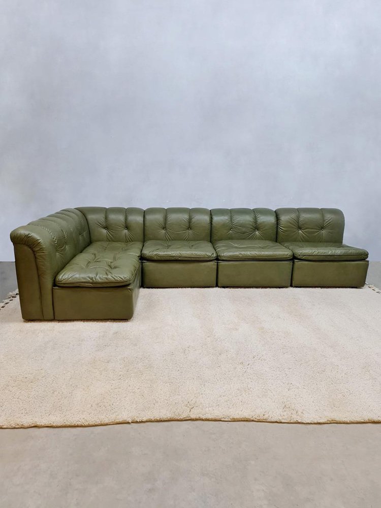 Modular Leather Sofa, 1960s, Set of 5 for sale at Pamono