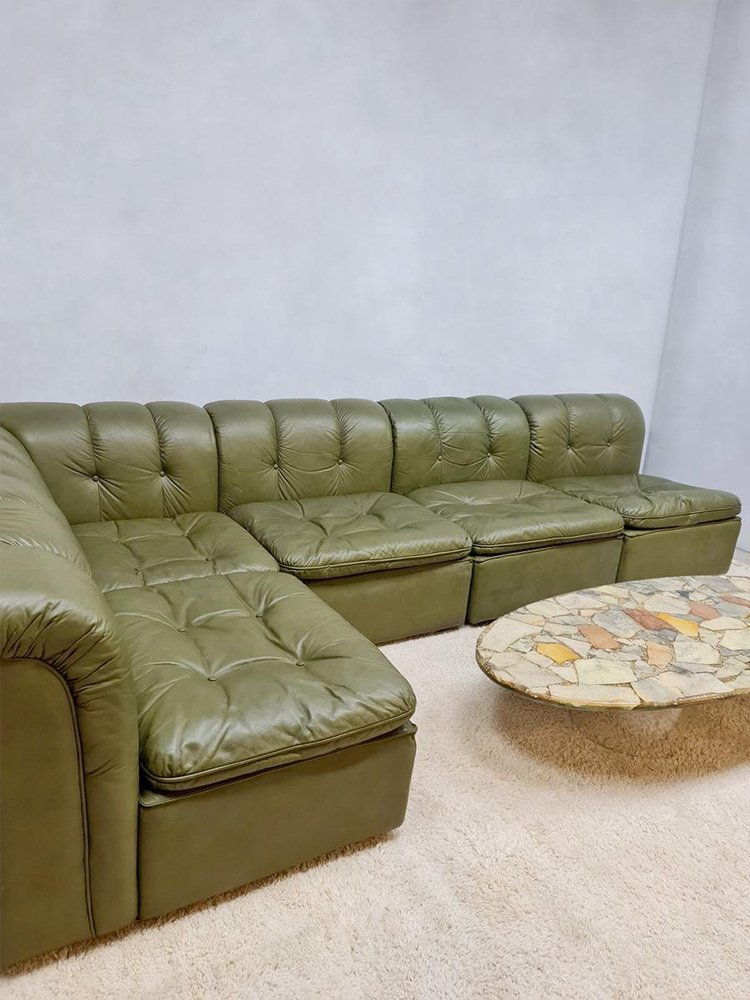 Modular Leather Sofa, 1960s, Set of 5 for sale at Pamono