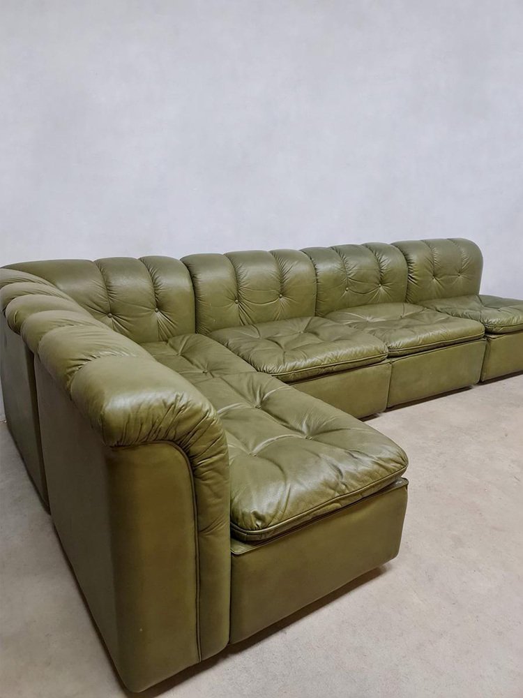 Modular Leather Sofa, 1960s, Set of 5 for sale at Pamono