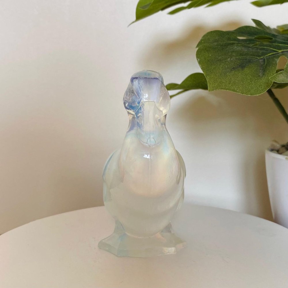 Art Deco Opaline Glass Duck by Ferjac France, 1930s for sale at Pamono