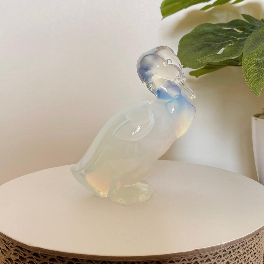 Art Deco Opaline Glass Duck by Ferjac France, 1930s for sale at Pamono