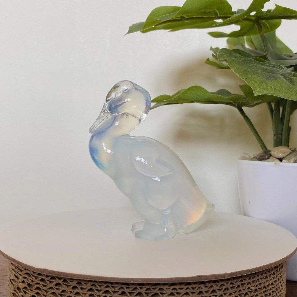 Art Deco Opaline Glass Duck by Ferjac France, 1930s for sale at Pamono