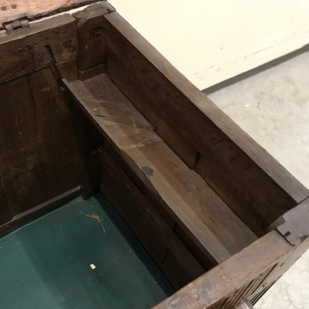 Mid-Century Renaissance Style Oak Trunk for sale at Pamono