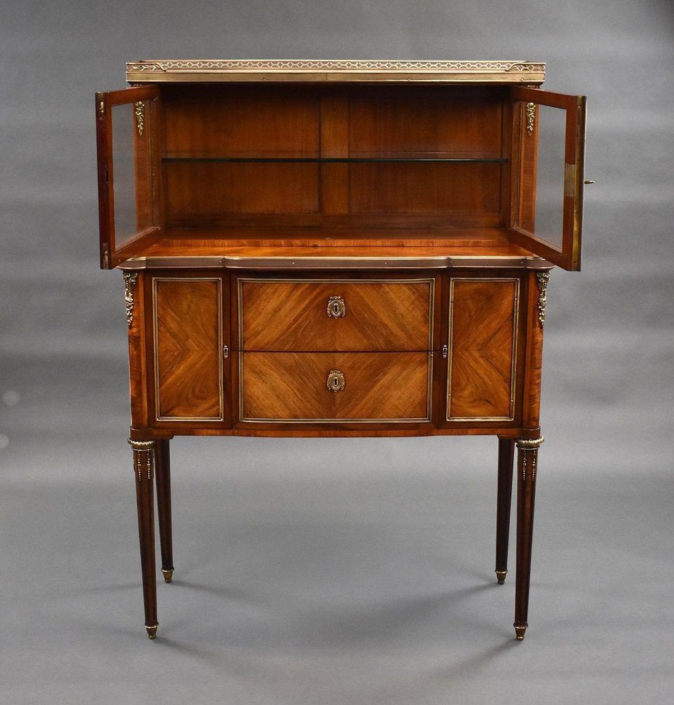 French Walnut Commode with Glass Top, 1870s for sale at Pamono