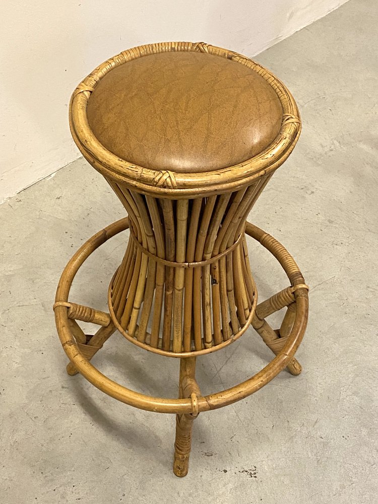 Bambus Hocker, 1970er, 2er Set bei Pamono kaufen