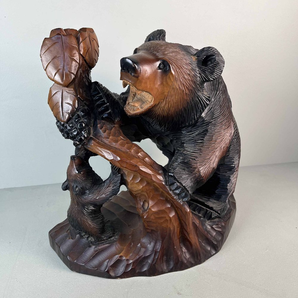 Hokkaido Kibori Kuma Bear Carving in Wood, Japan, 1950s for sale at Pamono