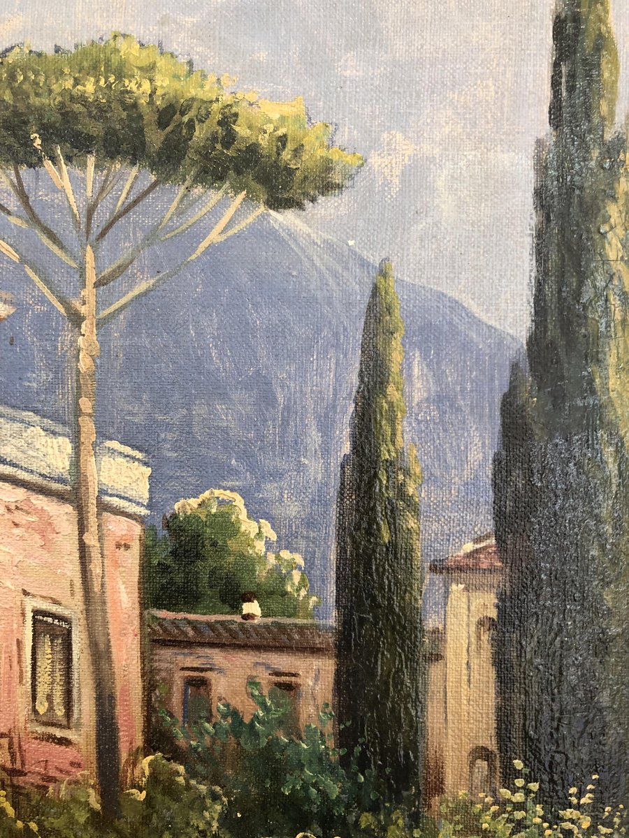 Pietro Toretti, Route côtière sud avec cèdres et pins, Oil on Canvas ...