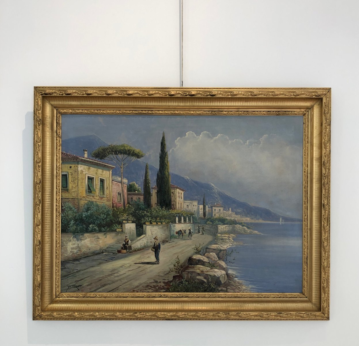 Pietro Toretti, Route côtière sud avec cèdres et pins, Oil on Canvas ...