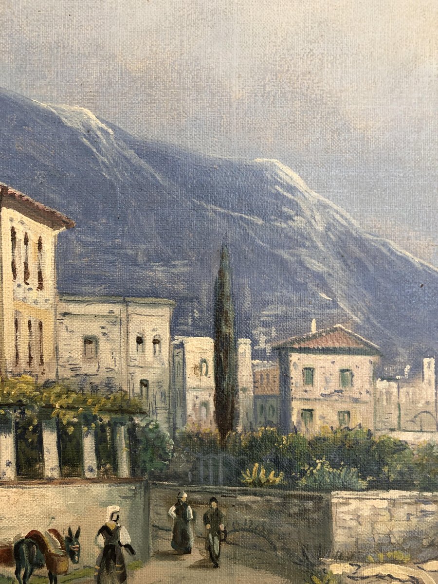 Pietro Toretti, Route côtière sud avec cèdres et pins, Oil on Canvas ...