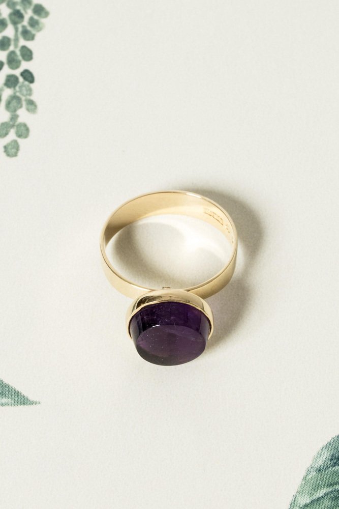 Vintage Mid-Century Swedish Gold & Amethyst Ring, 1966 for sale at Pamono