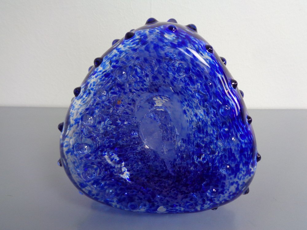 Italian Blue Bubble Glass Vase, 1960s for sale at Pamono