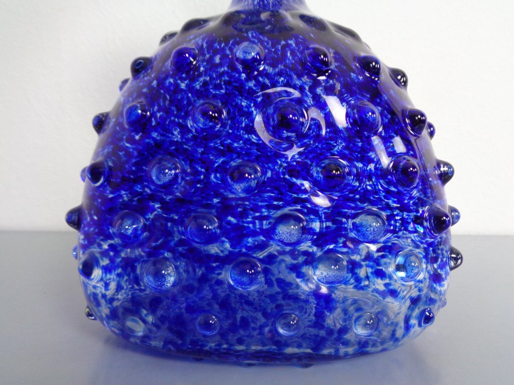 Italian Blue Bubble Glass Vase, 1960s for sale at Pamono