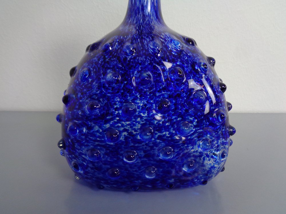 Italian Blue Bubble Glass Vase, 1960s for sale at Pamono